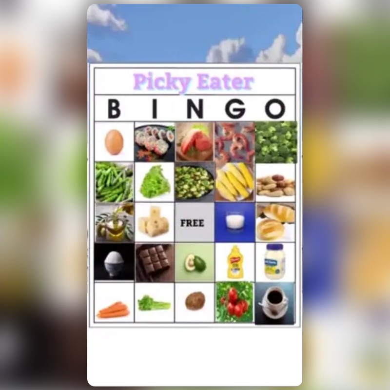 Picky Eater Bingo Lens by Lily Jiang - Snapchat Lenses and Filters