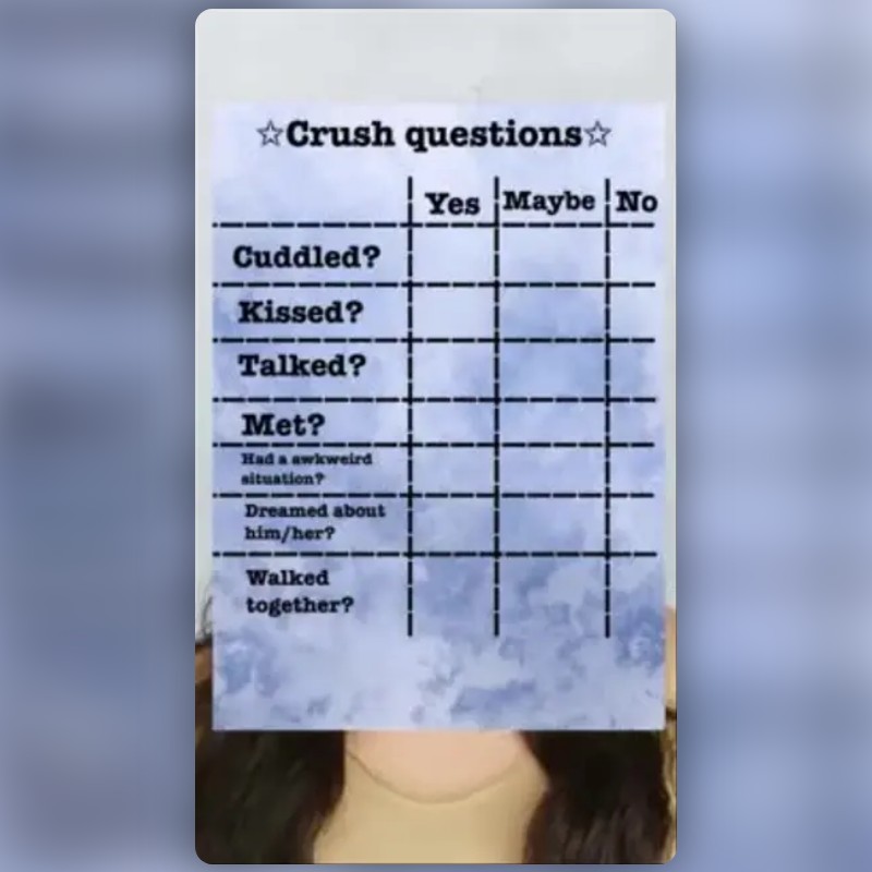 Crush questions Filter by Louise Lippens | Snapchat Lenses