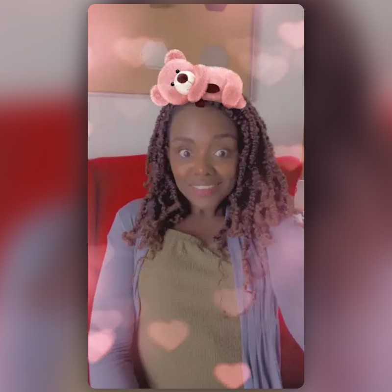 Pink Teddy on Head Lens by Snapchat - Snapchat Lenses and Filters