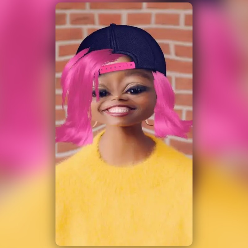 เลนส์ Pink Hair With Cap สร้างโดย Snapchat - เลนส์และฟิลเตอร์ Snapchat