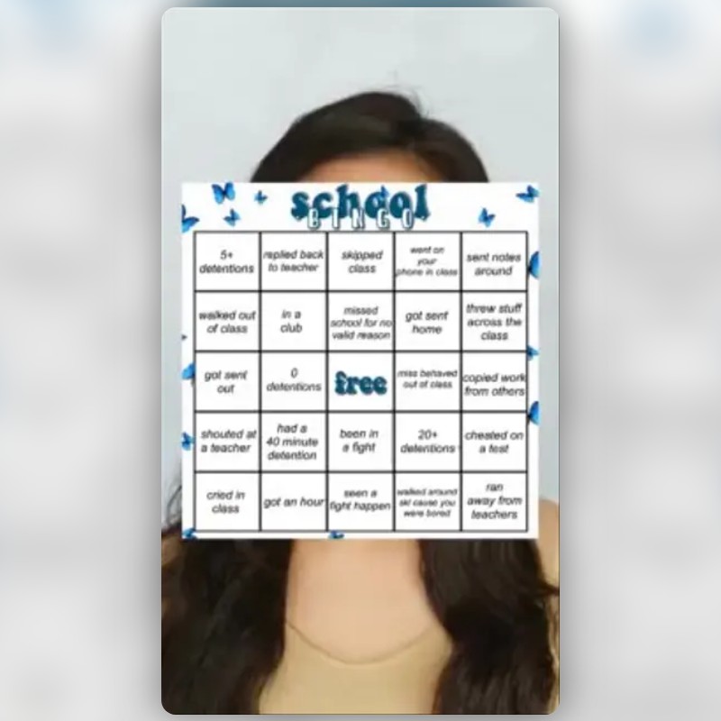 - school bingo - Lens by zara - Snapchat Lenses and Filters