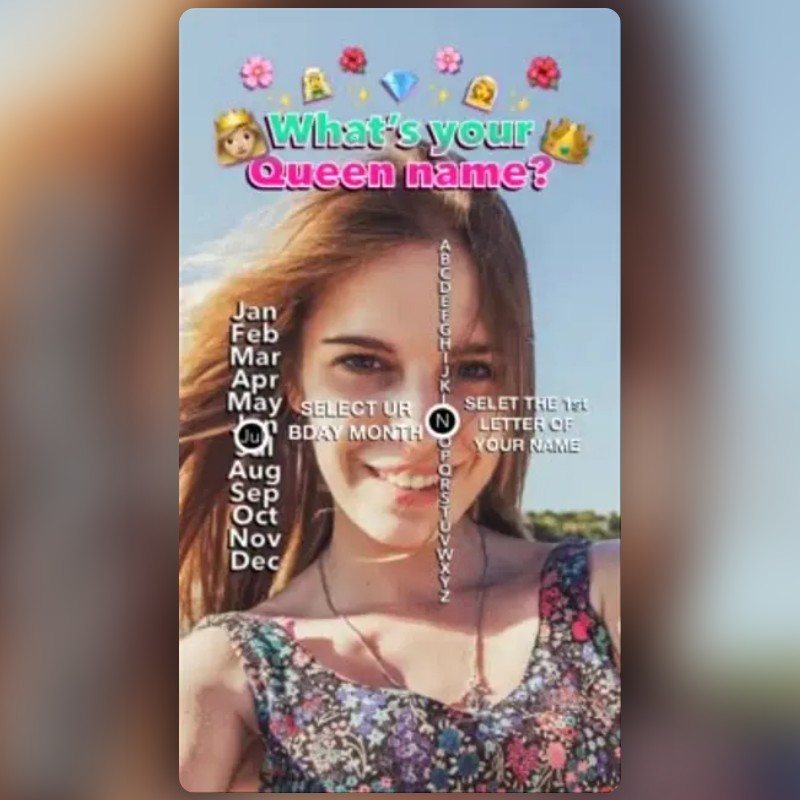 QUEEN NAME Lens by Slide Up App😂💕 - Snapchat Lenses and Filters