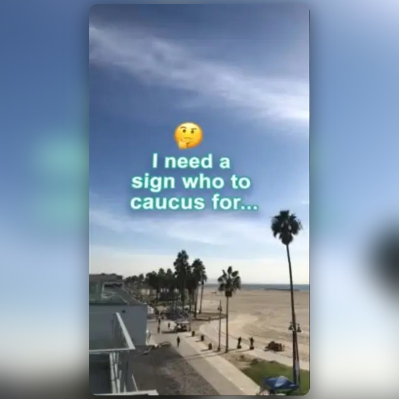 WHO TO CAUCUS FOR Filter by Warren’s Meme Team | Snapchat Lenses