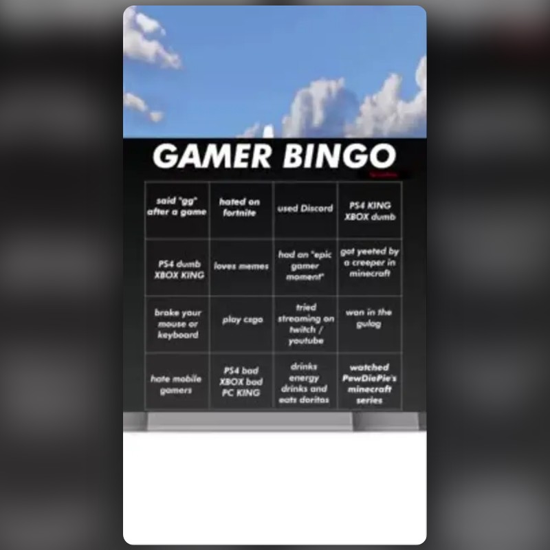 Gamer Bingo Filter by 🧑‍🦯‍ ️🏃‍♀️ | Snapchat Lenses