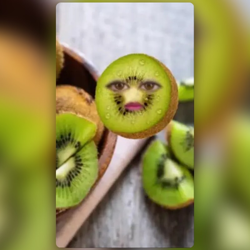 เลนส์ Kiwi Face สร้างโดย Rachel - เลนส์และฟิลเตอร์ Snapchat