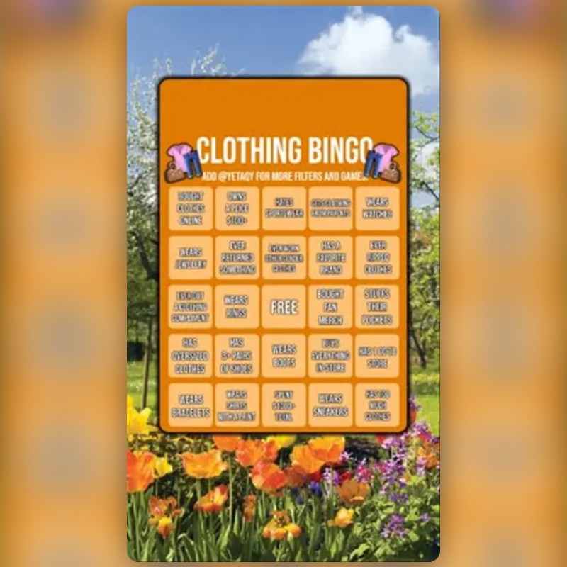 Clothing Bingo Lens by Yordi - Snapchat Lenses and Filters