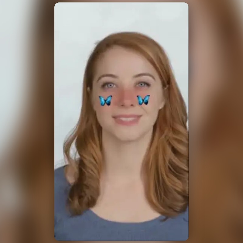 เลนส์ blue butterflies สร้างโดย Claire - เลนส์และฟิลเตอร์ Snapchat